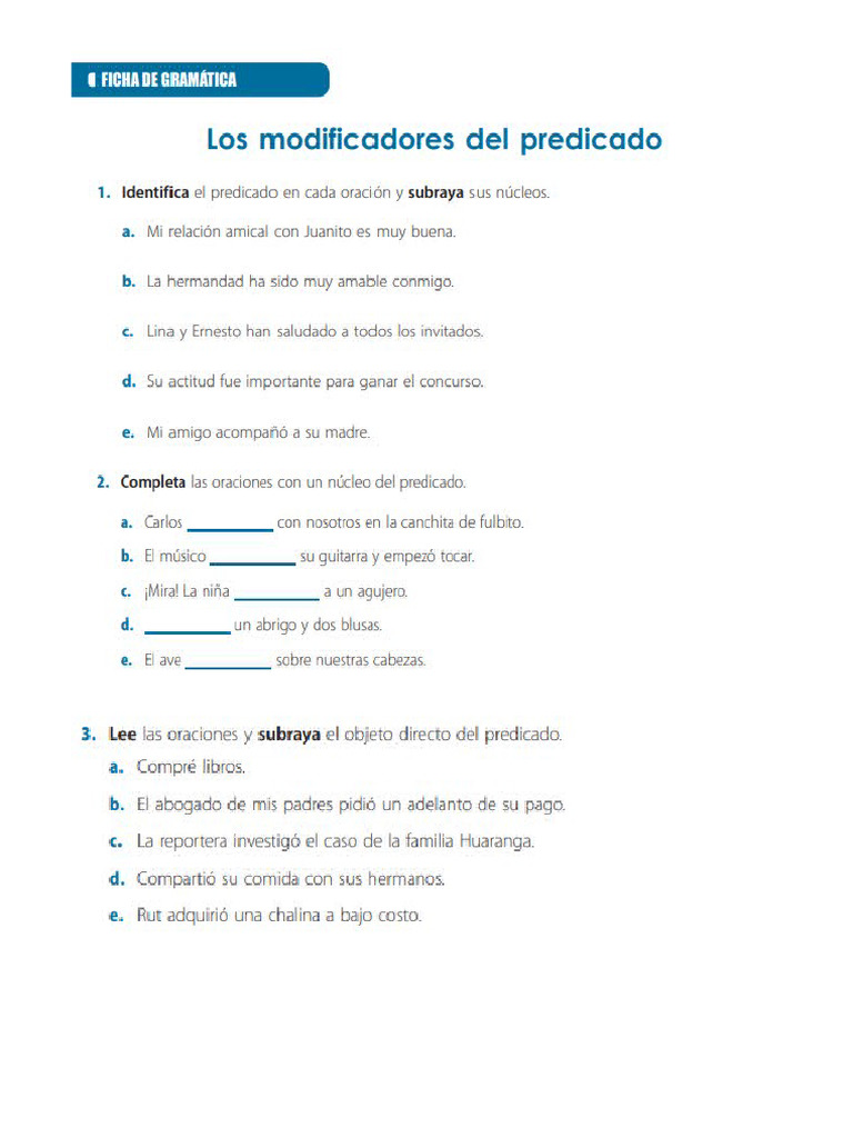 Ficha Comp. Del Predicado | PDF