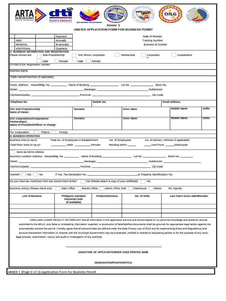 Business-Permit-Unified-Application-Form-New | PDF | Fire Safety