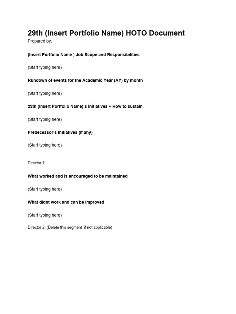 HOTO Document Template | PDF