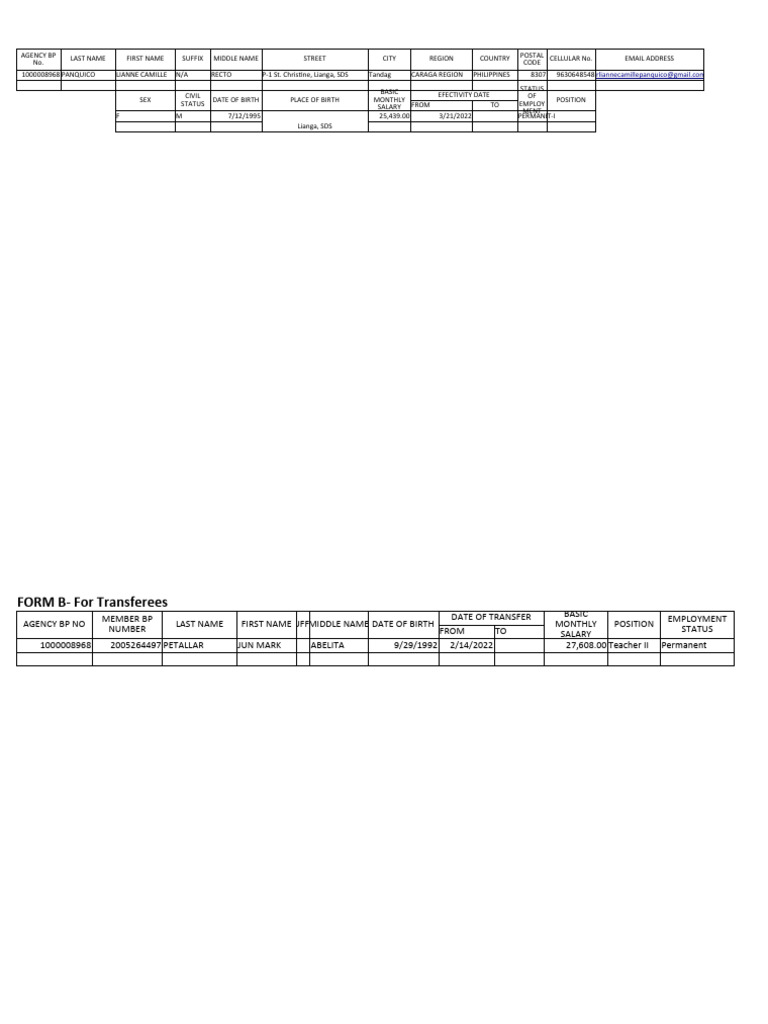 Ara Gsis 2019 Form A-E | PDF
