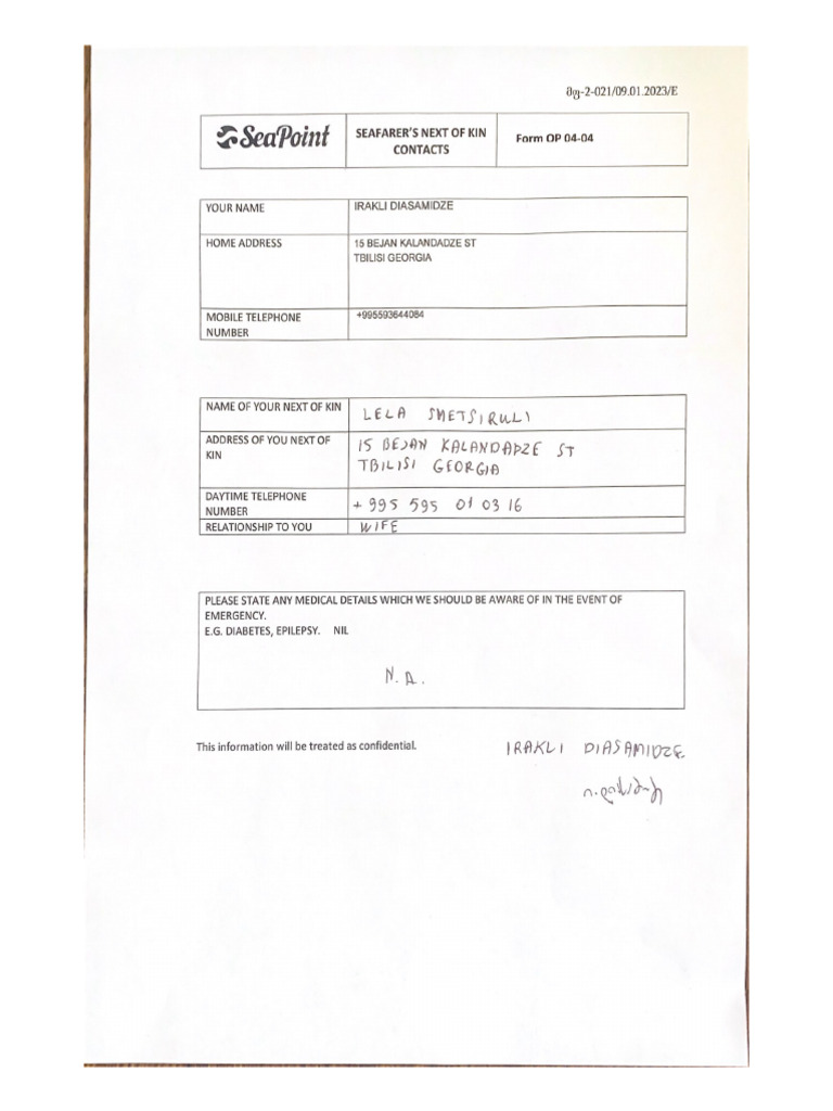 Seafarer's Next of Kin 2 | PDF