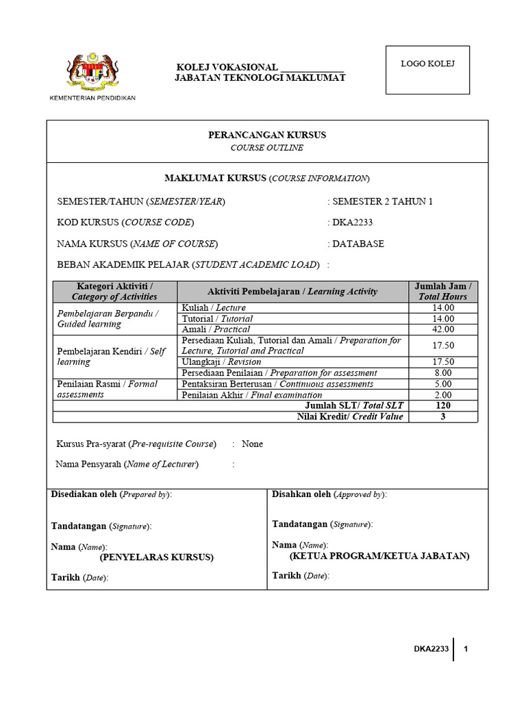 03. Co - Dka2233 Database | PDF | Software Design | Sql