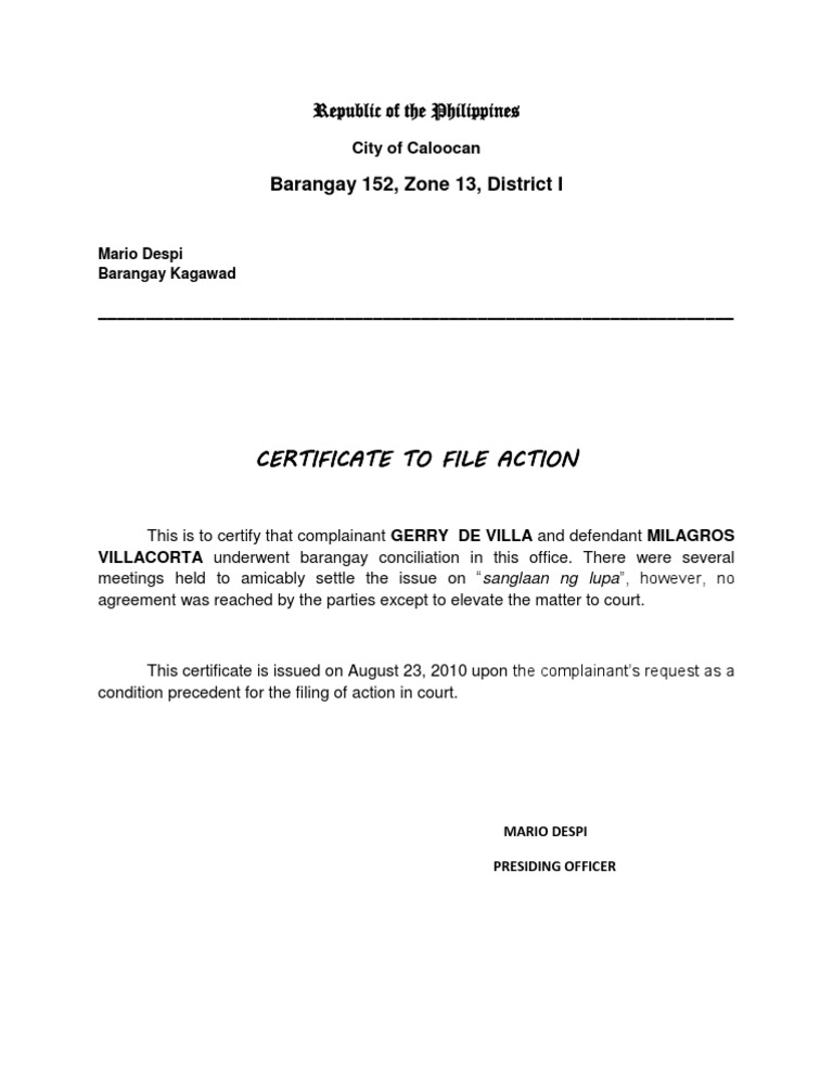Certificate To File Action | PDF