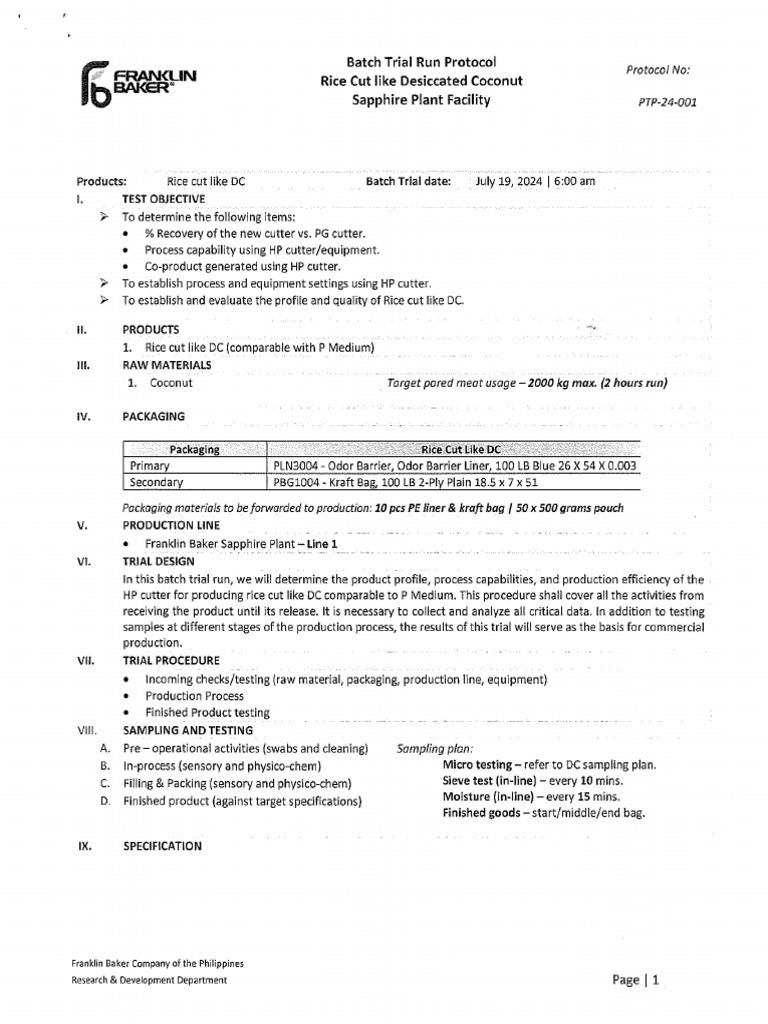 BTR Protocol - Rice Cut | PDF