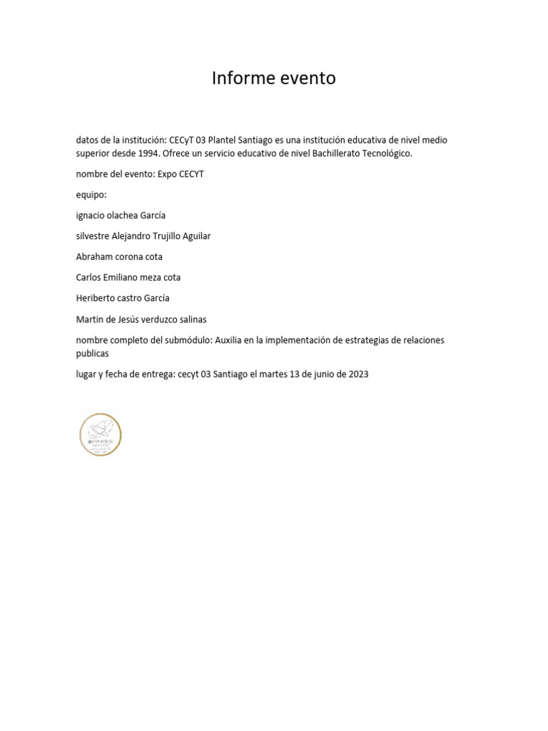 Informe evento | PDF | Enseñando