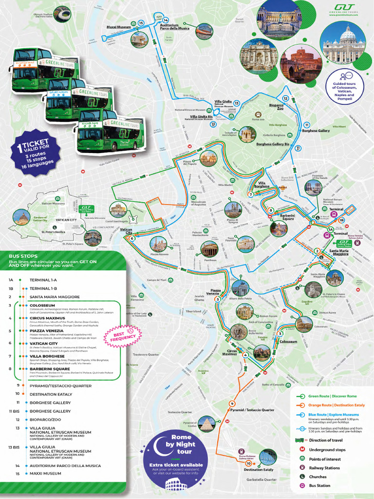 GLT Hop On Hop Off Rome Map 900 | PDF