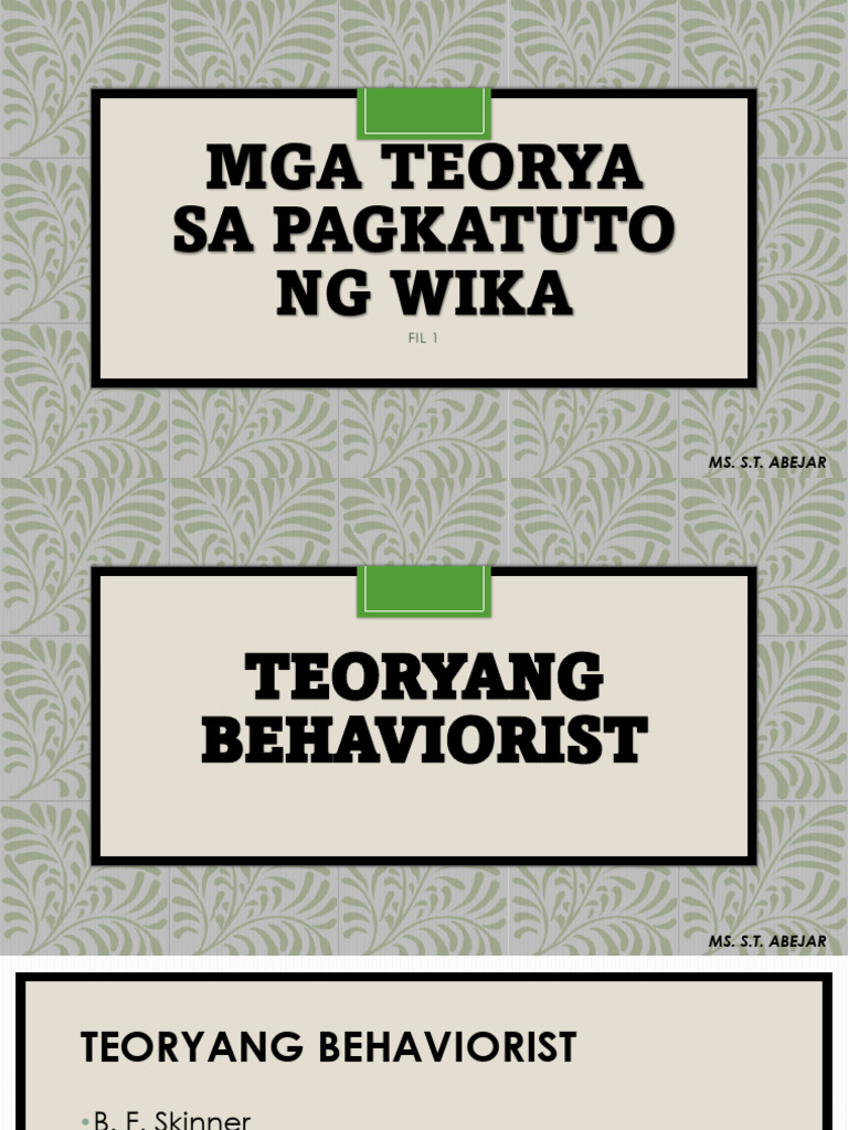 Teorya NG Pagkatuto at Pinagmulan NG Wika | PDF