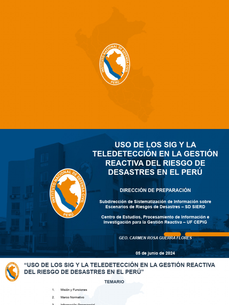 Uso Del Sig y Teledetección en La Gestion Reactiva Del Riesgo de Desastres Final 05 Junio | PDF ...