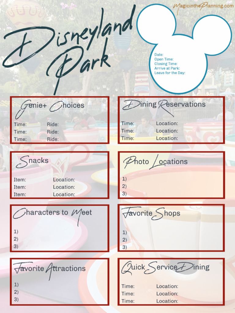 Disney Park Planning Sheet | PDF