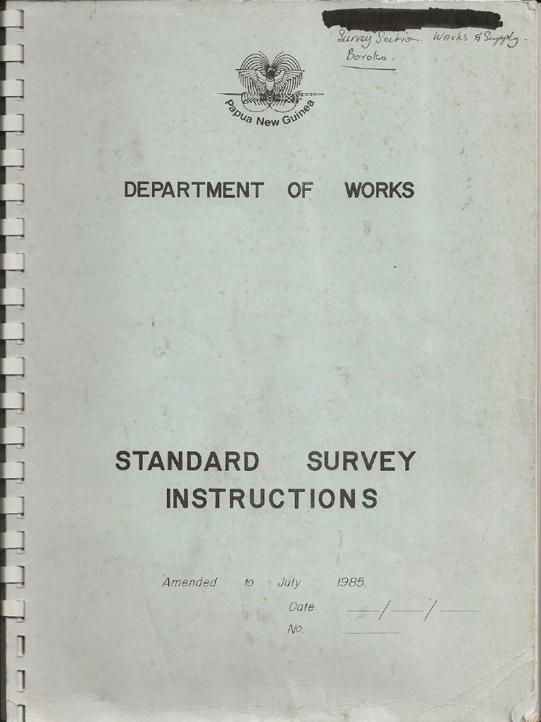 PNG Department of Works Standard Survey Instructions 1985 | PDF