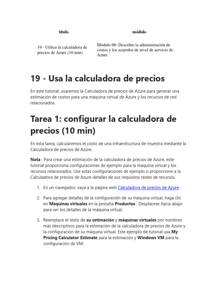 Guia+Laboratorio+ +Usa+La+Calculadora+de+Precios | PDF | Microsoft Azure | Máquina virtual