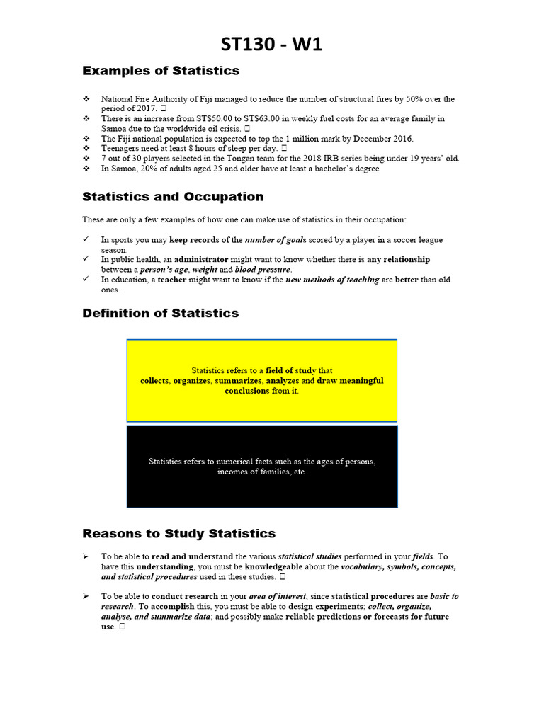 Examples of Statistics: Collects, Organizes, Summarizes, Analyzes and Draw Meaningful ...