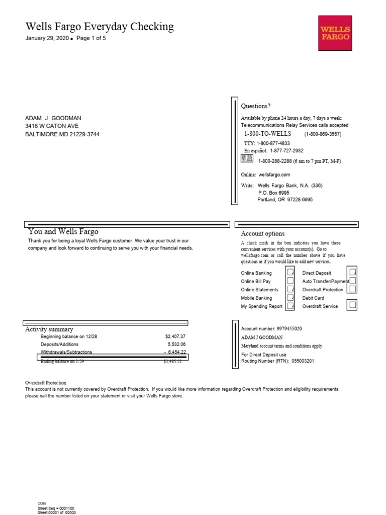 Wells Fargo Everyday Checking | PDF | Fee | Debit Card