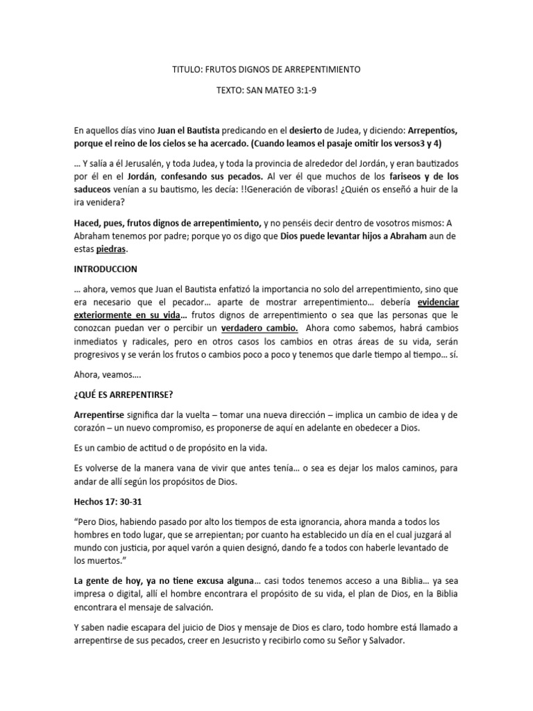 Haced Frutos Dignos de Arrepentimiento | PDF | Cristo (título) | Dios