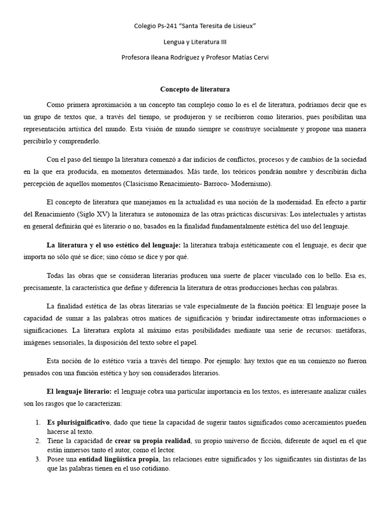Concepto y géneros de la literatura | PDF | Poesía