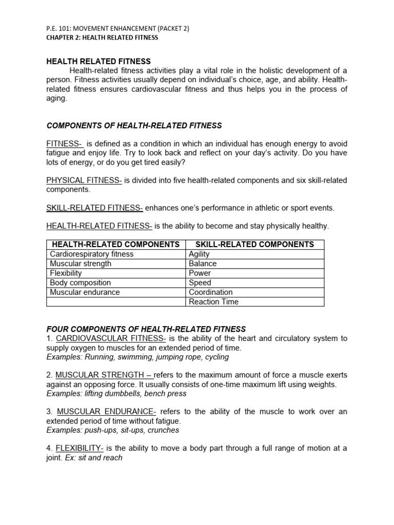 Chapter 2 Health Related Fitness | PDF | Physical Fitness | Body Mass Index