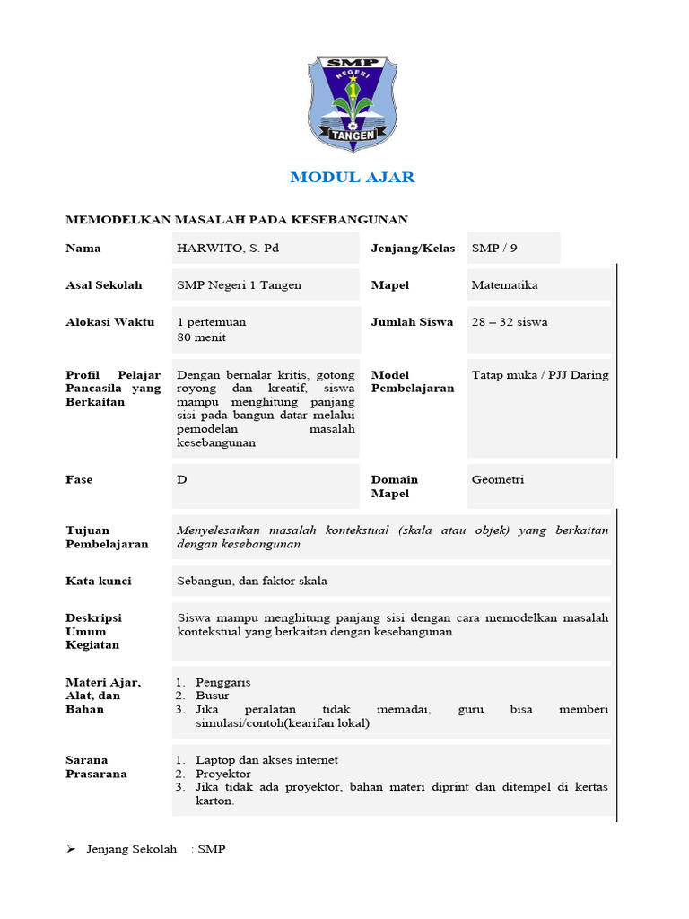Modul Ajar 9 MTK | PDF