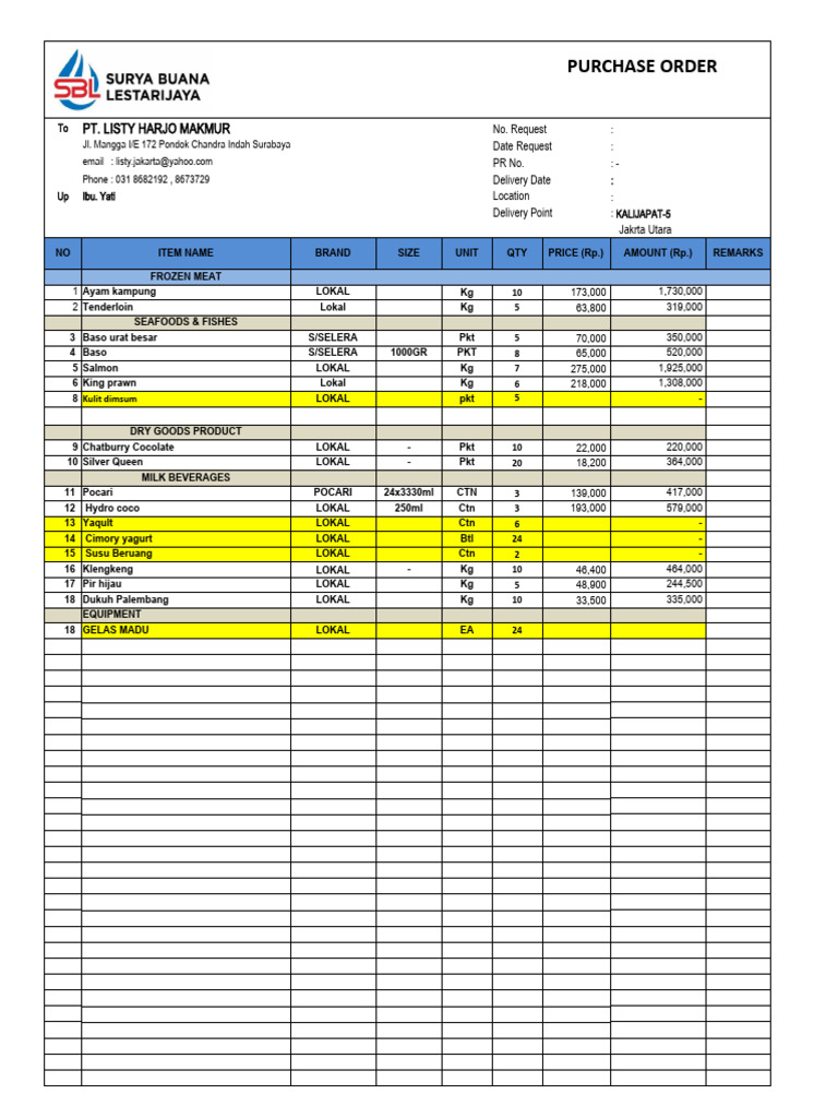 Format Po Spesial 114 Jakarta | PDF