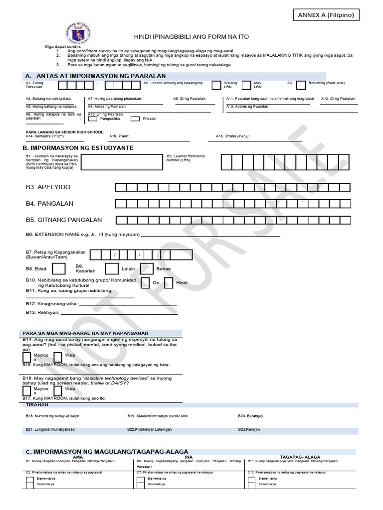 Annex A Form Filipino | PDF