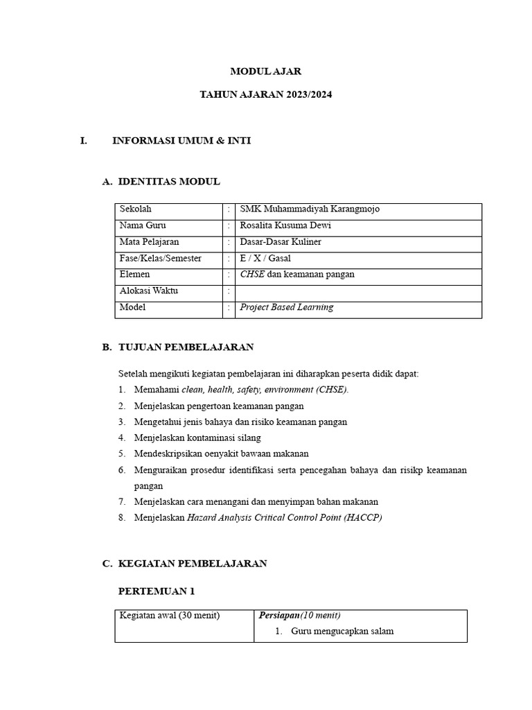 CHSE Dan Keamanan Pangan | PDF | Karier & Perkembangan