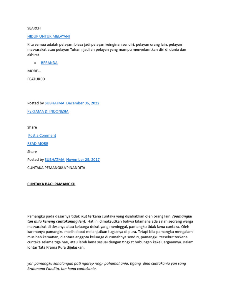 Pemangku Ten Keni Cuntaka | PDF | Agama & Spiritualitas