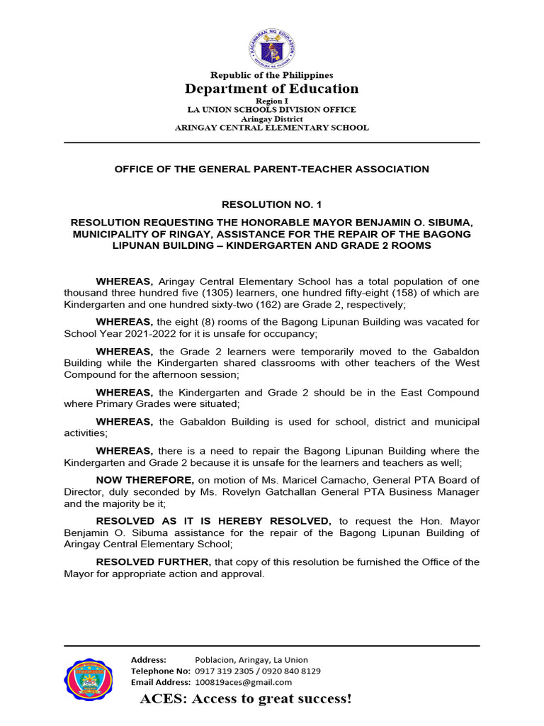 Pta Resolutions | PDF | Kindergarten