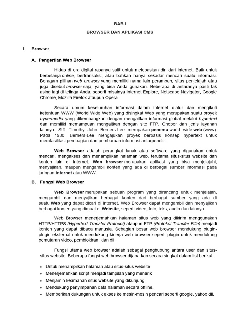 BAB 1 BROWSER Dan APLIKASI CMS | PDF