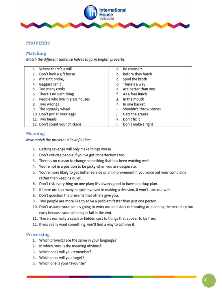 Proverbs Exercise | PDF | Proverb