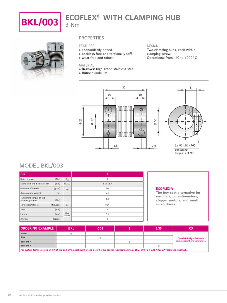 RW DS PK Miniature Bellows Coupling BKL 003 Eng 221208 | PDF | Screw ...