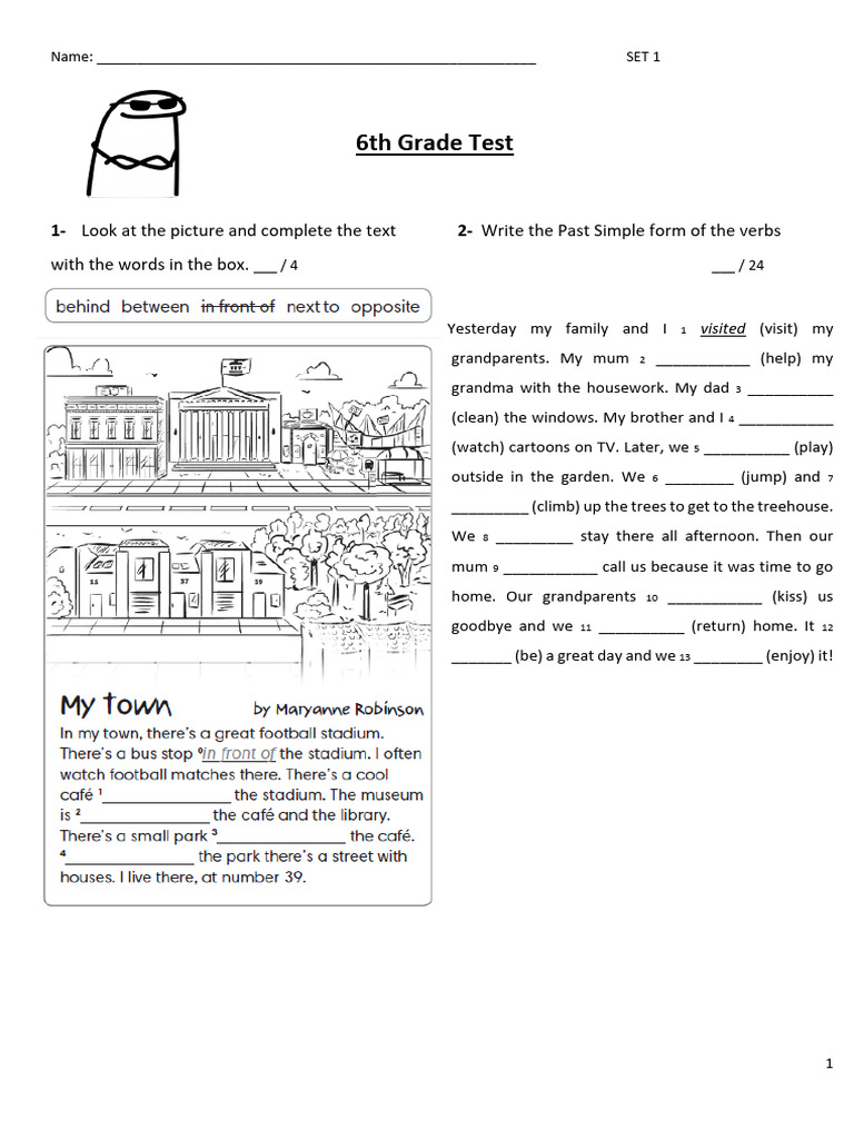 6th Grade Test Set 1 | PDF | Linguistics