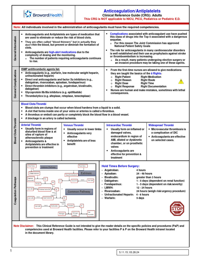 Anticoagulation Therapy CRG 2024 | PDF | Thrombus | Thrombosis