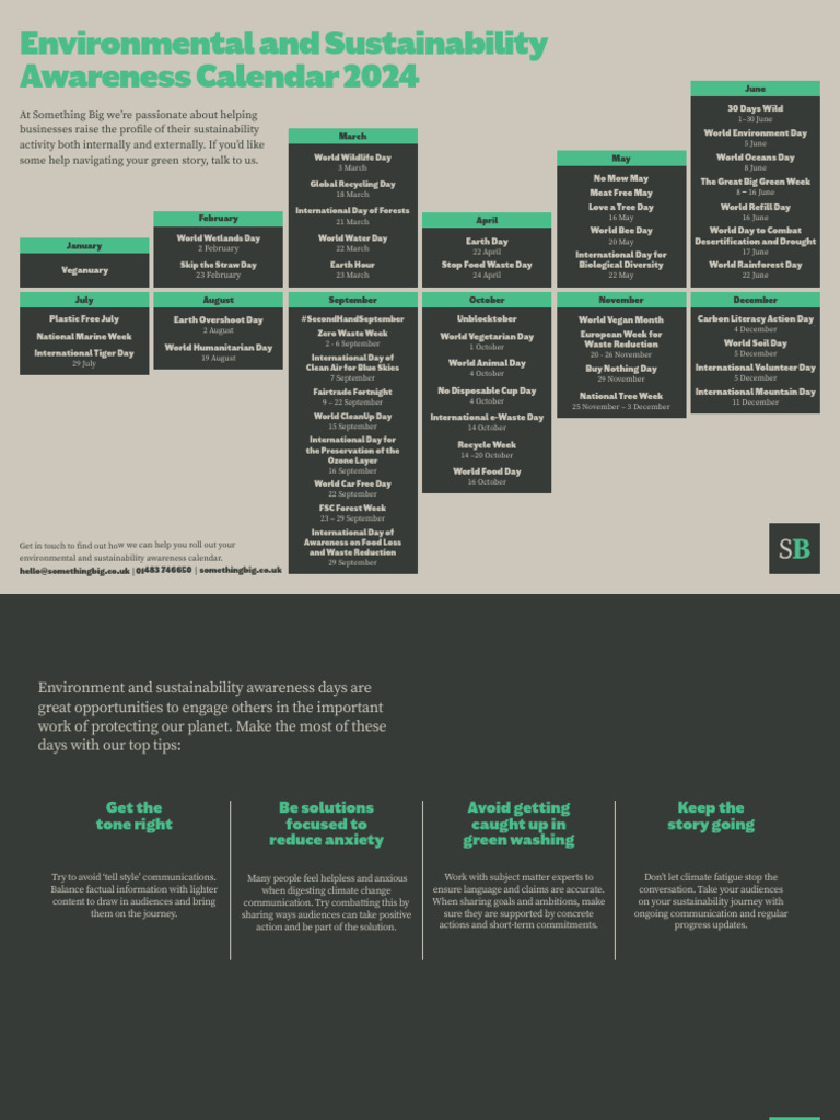2024 Environmental Awareness Calendar | PDF | Sustainability | Natural ...