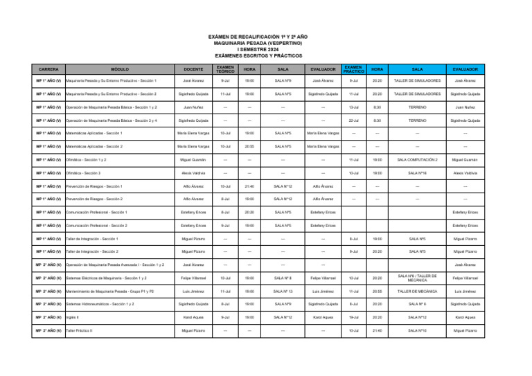 Calendario de Ex Menes I Seme - Copy 2 | PDF | Matemáticas