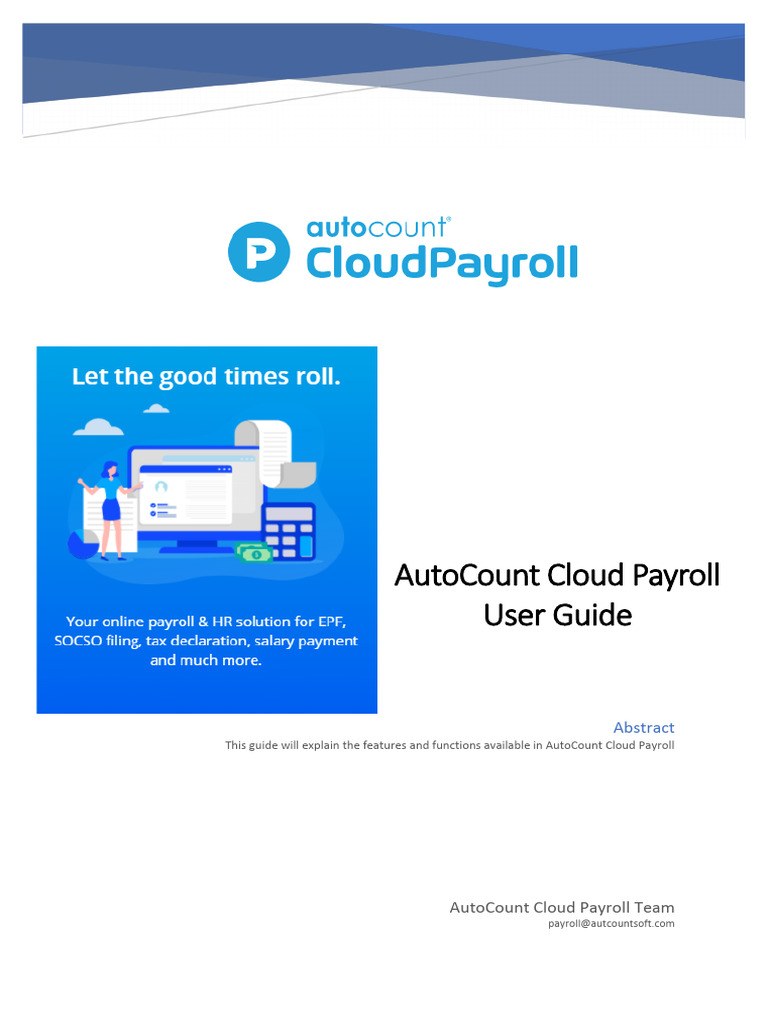 AutoCount Cloud Payroll User Guide | PDF | Payroll | Workweek And Weekend