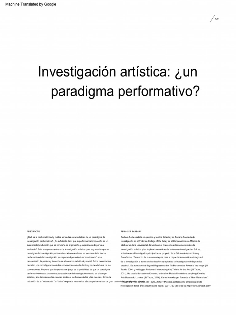 Bolt Inv Art Un Paradigma Perfo | PDF | Arte de performance | Paradigma