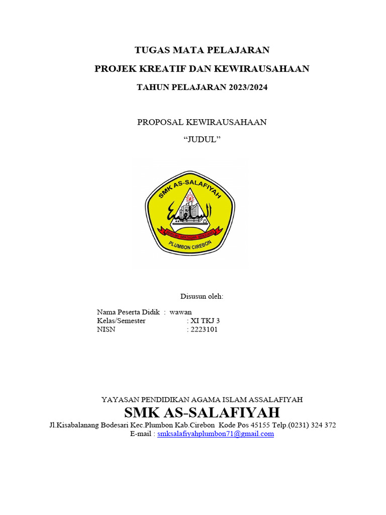 Tugas Proposal Usaha | PDF | Karier & Perkembangan | Bisnis