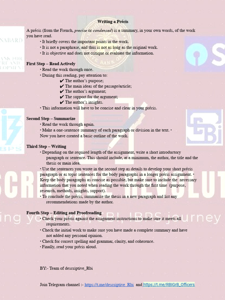 Precis Writing Tips | PDF