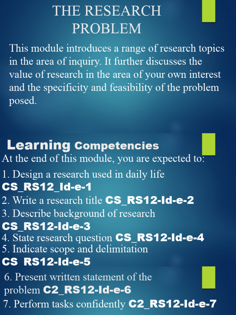 THE RESEARCH PROBLEM | PDF | Hypothesis | Question
