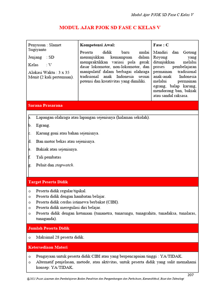 Modul Ajar Permainan Tradisional PAUD | PDF