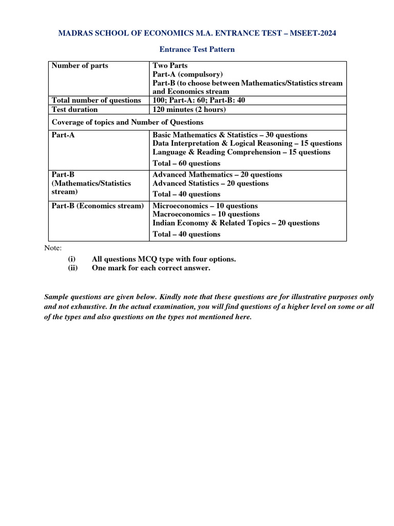 MSEET 2024 Entrance Test Pattern Overview | PDF | Matrix (Mathematics ...