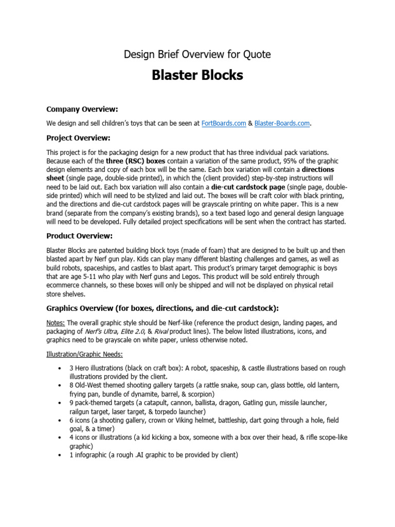 Blaster Blocks Design Brief For Quote - V1 - 021423 | PDF