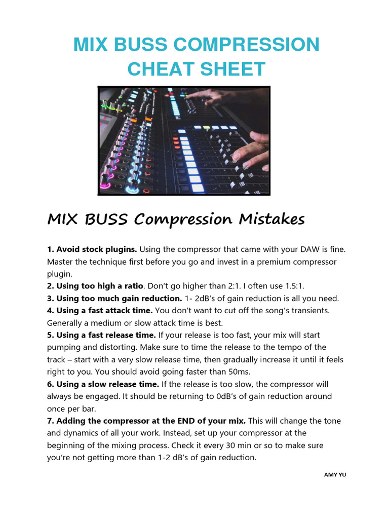 Mix Buss Compression Cheat Sheet | PDF