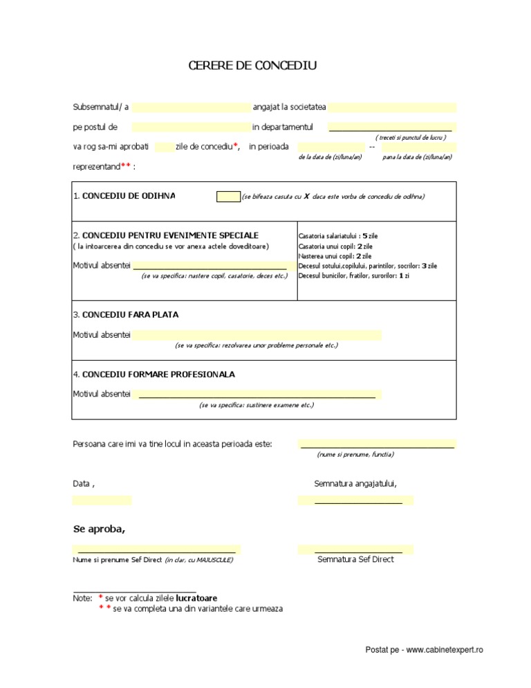 Cerere Concediu | PDF