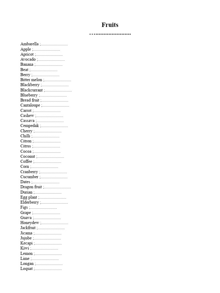 Soal Bahasa Inggris: Fruits Kelas 1 SD | PDF | Fruit | Edible Fruits