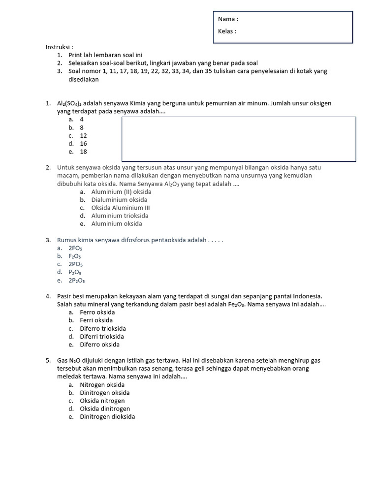 Soal Remed US Kimia 2024 | PDF