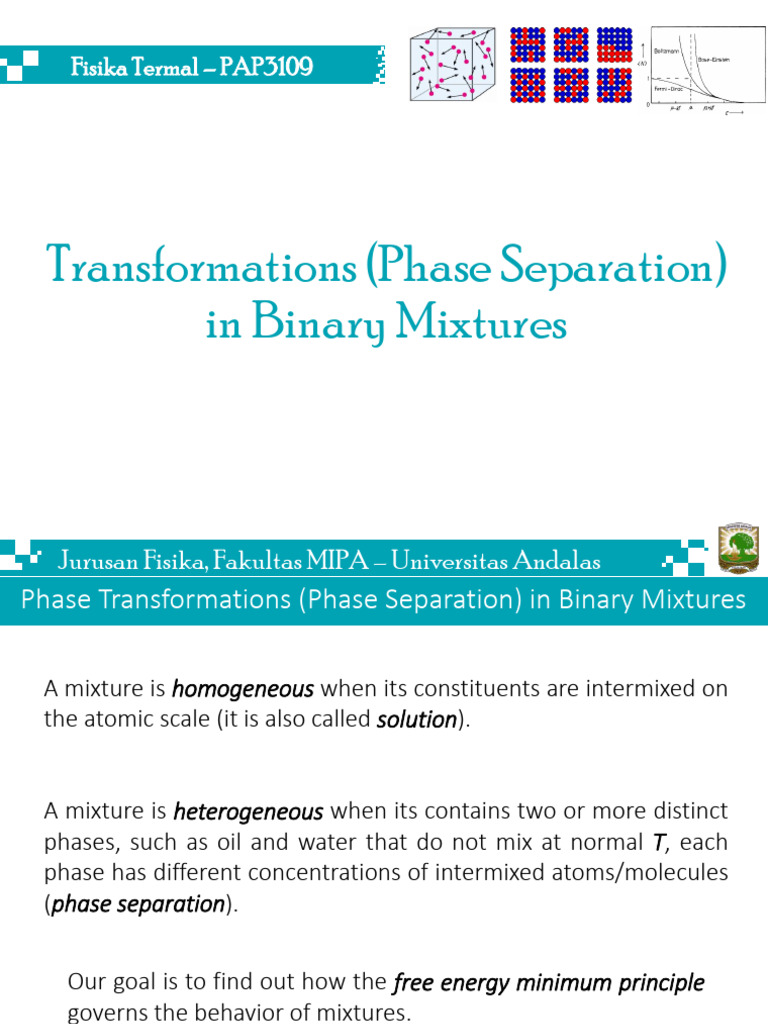 17 Transformations (Phase Separation) in Binary Mixtures | PDF | Phase (Matter) | Mixture