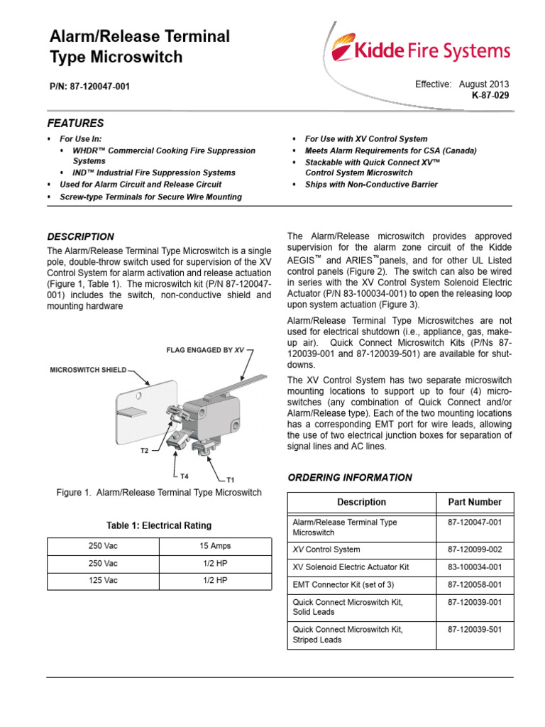 Kidde Alarm-Release Terminal Type Microswitch K-87-029 | PDF | Switch ...