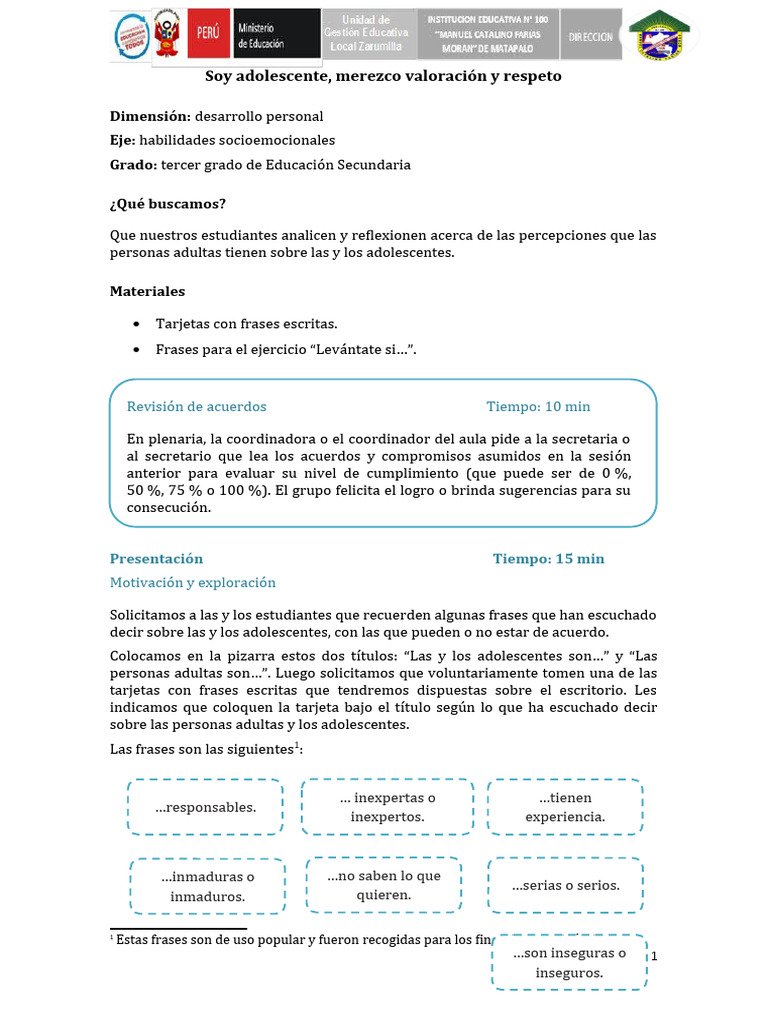 Soy Adolescente, Merezco Valoración y Respeto | PDF | Relaciones personales, crianza y ...