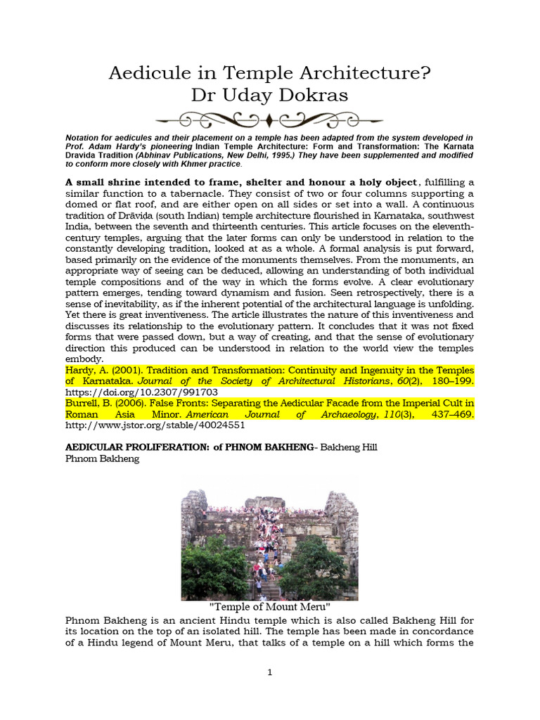 Aedicule in Temple Architecture | PDF | Angkor