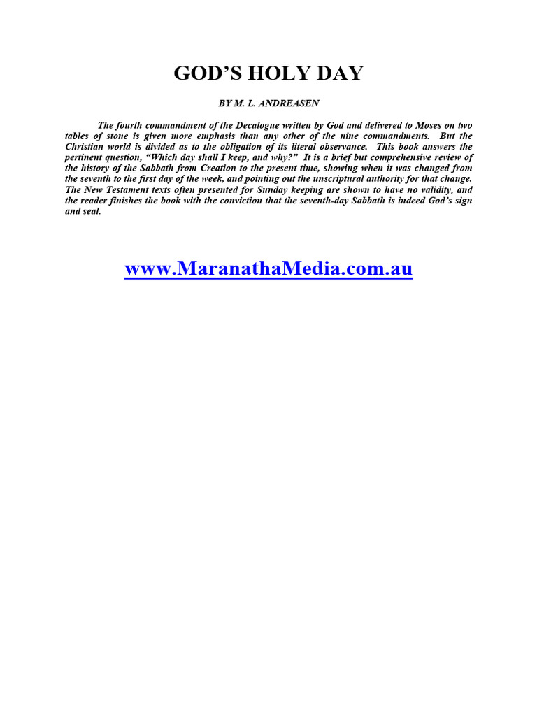 Gods Holy Day | PDF | Ten Commandments | Genesis Creation Narrative